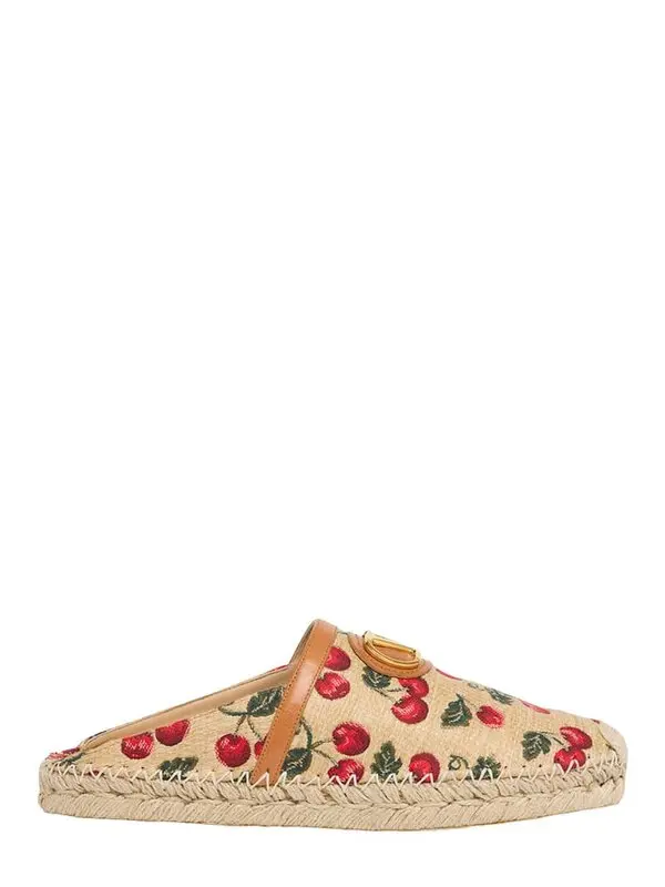 Valentino Garavani Vlogo Cherry Espadrille Mules - Naturale/rosso