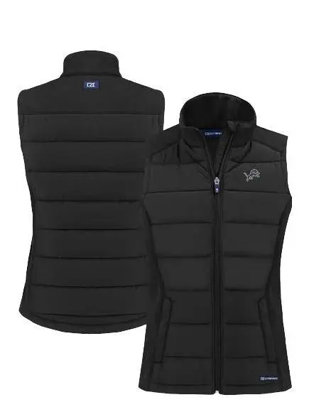 Cutter & Buck Detroit Lions Evoke Hybrid Eco Softshell Recycled Full-zip Vest - Black