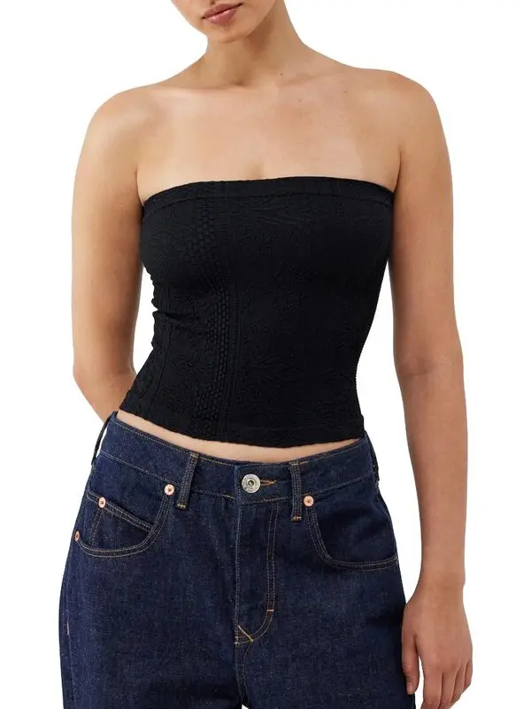 BDG URBAN OUTFITTERS Tapestry Crop Tube Top - Black