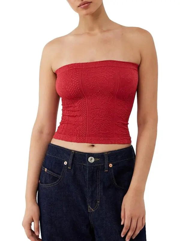 BDG URBAN OUTFITTERS Tapestry Crop Tube Top - Red