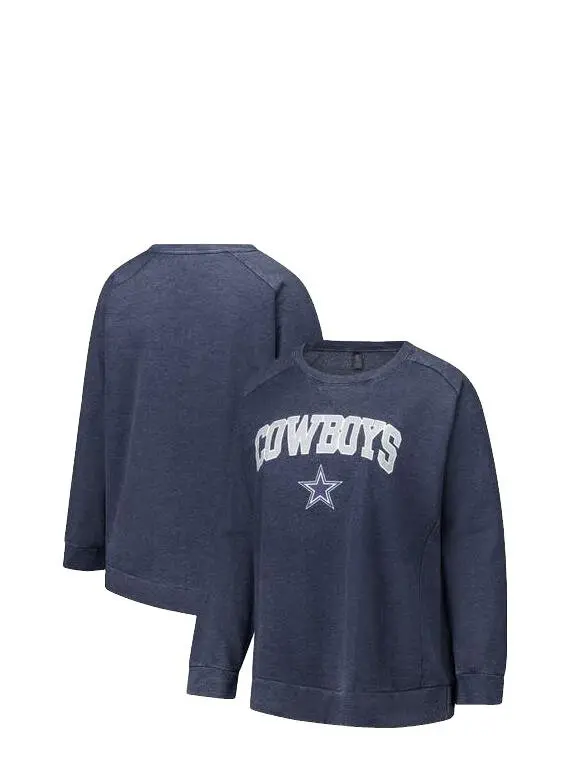 Profile Dallas Cowboys Acid Wash Raglan Pullover Sweatshirt - Navy
