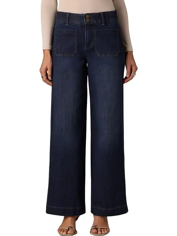 Wit & Wisdom Emma Patch Pocket High Waist Wide Leg Jeans - Indigo