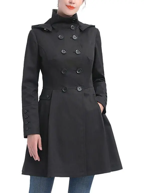 KIMI + KAI Adele Hooded Trench Coat - Black