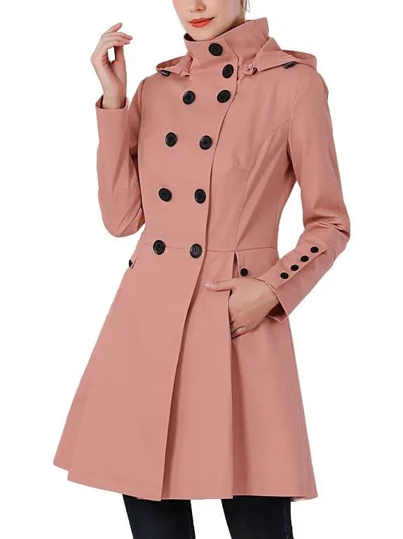 KIMI + KAI Adele Hooded Trench Coat - Guava