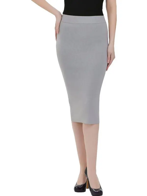 KIMI + KAI Knit Pencil Skirt - Silver Gray