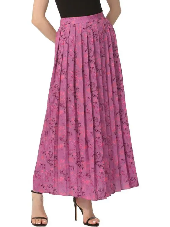 KIMI + KAI Print Box Pleat Maxi Skirt - Mulberry