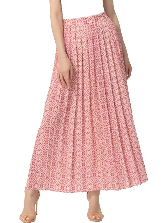 KIMI + KAI Print Box Pleat Maxi Skirt - Rosette