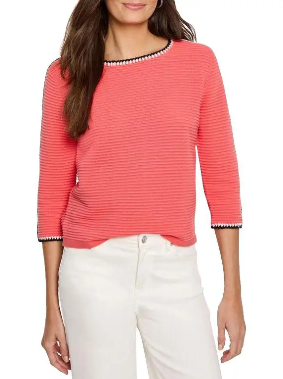 NIC+ZOE Ottoman Stitch Sweater - Guava