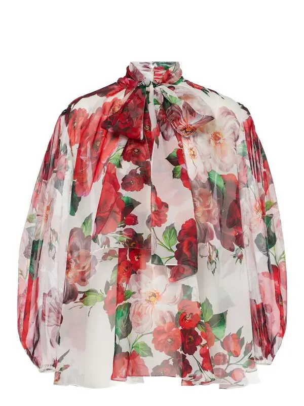 Dolce & Gabbana Floral Tie-neck Blouse - Multicoloured