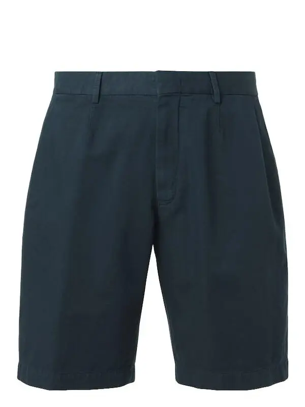 Zegna Cotton And Linen Shorts - Blue