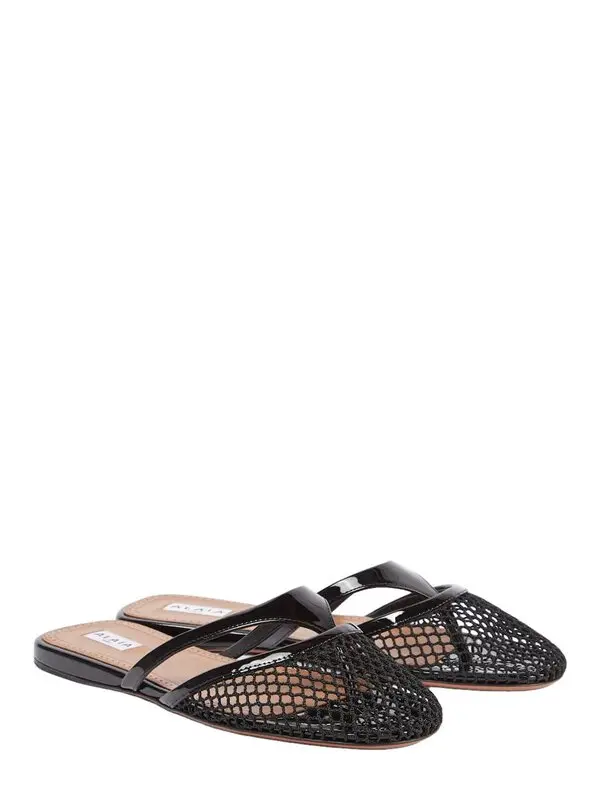 Alaïa Infradito Fishnet Mules - Black