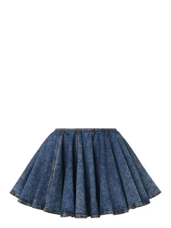 Alaïa Pleated Denim Miniskirt - Blue