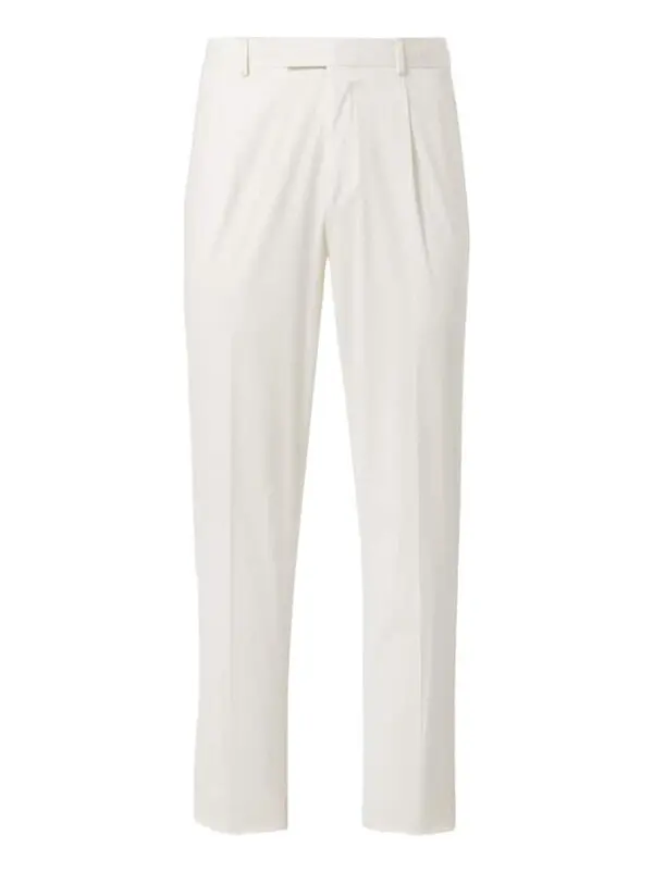 Zegna Cotton-blend Straight Trousers - White