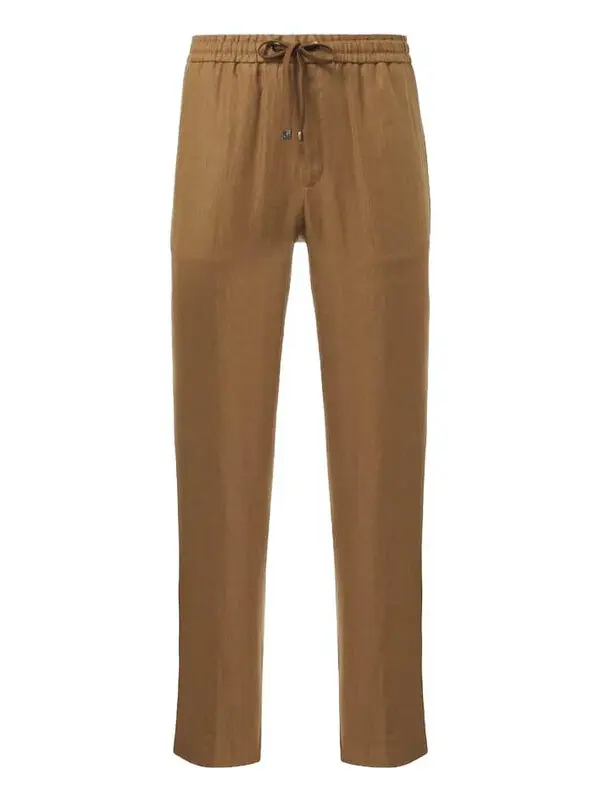 Moncler Linen Straight-leg Trousers - Beige