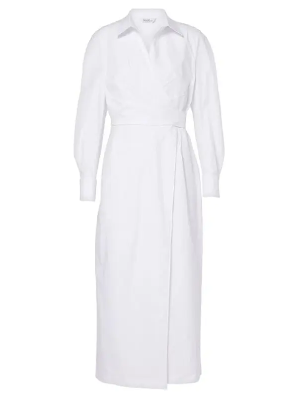 Max Mara Cotton-blend Twill Wrap Dress - White