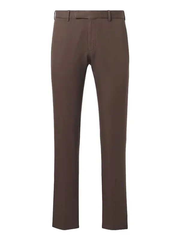 Zegna Cotton And Linen Chinos - Brown