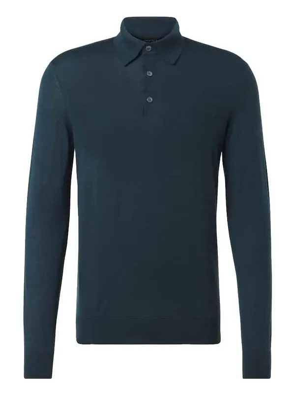 Zegna Cashmere And Silk Polo Shirt - Blue