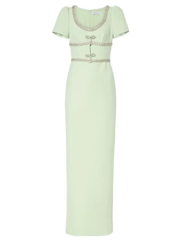 SELF-PORTRAIT Embellished Crêpe Gown - Green