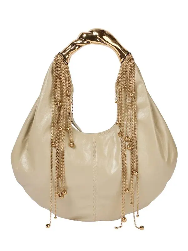 Chloé Twisted Shell Leather Shoulder Bag - Beige