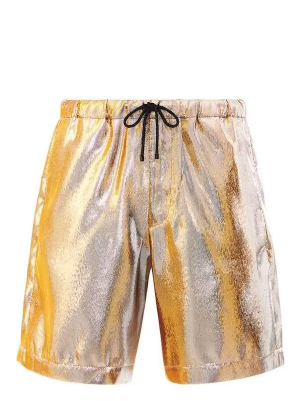 Dries Van Noten Metallic Shorts - Gold