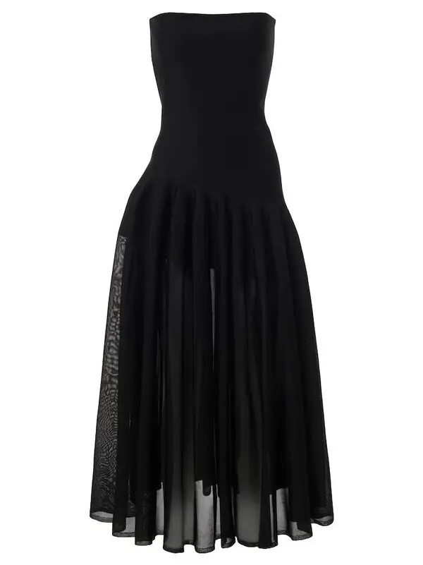 Alaïa Strapless Pleated Gown - Black