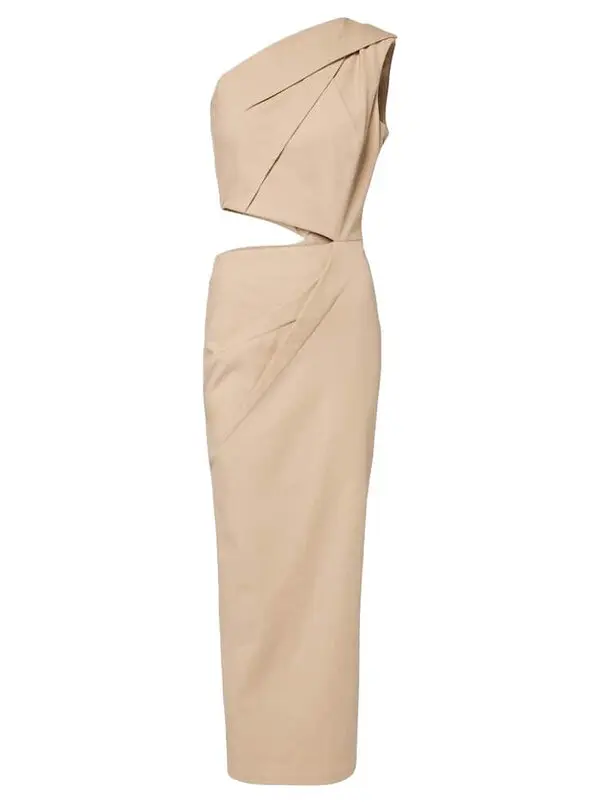 Max Mara Cutout Cotton-blend Twill Maxi Dress - Beige