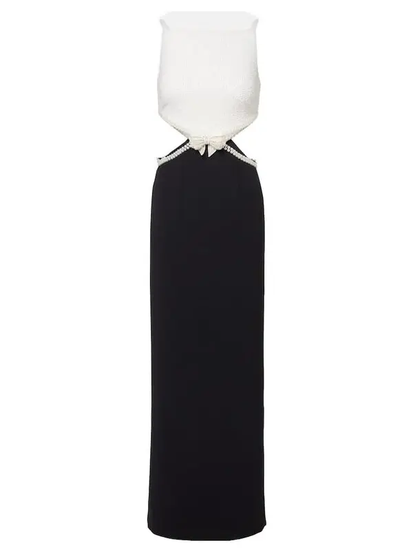 SELF-PORTRAIT Faux Pearl Cutout Gown - Black