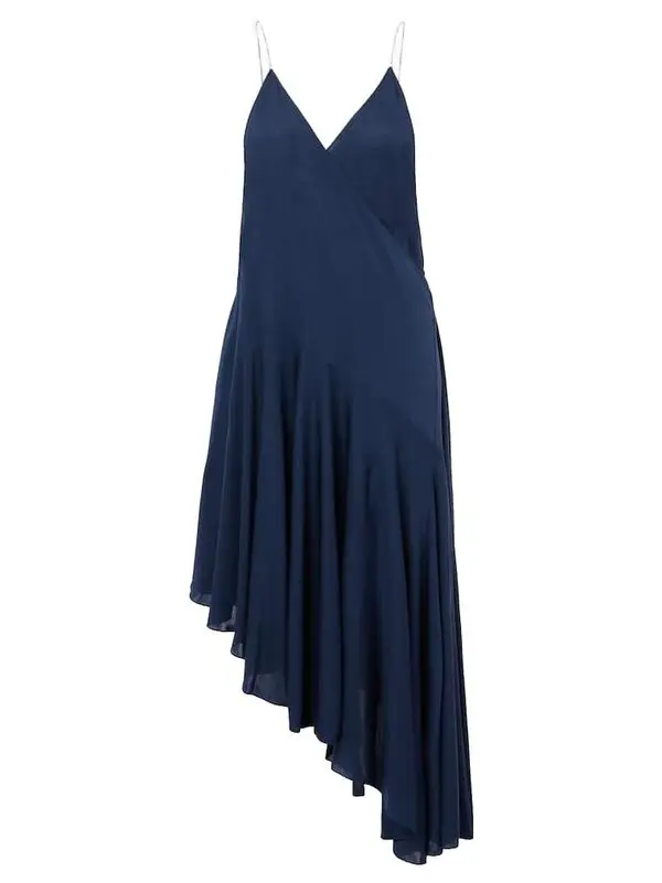 Alaïa Asymmetric Jersey Slip Dress - Blue