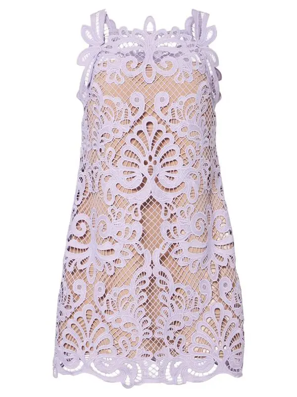 SELF-PORTRAIT Guipure Lace Mini Dress - Purple