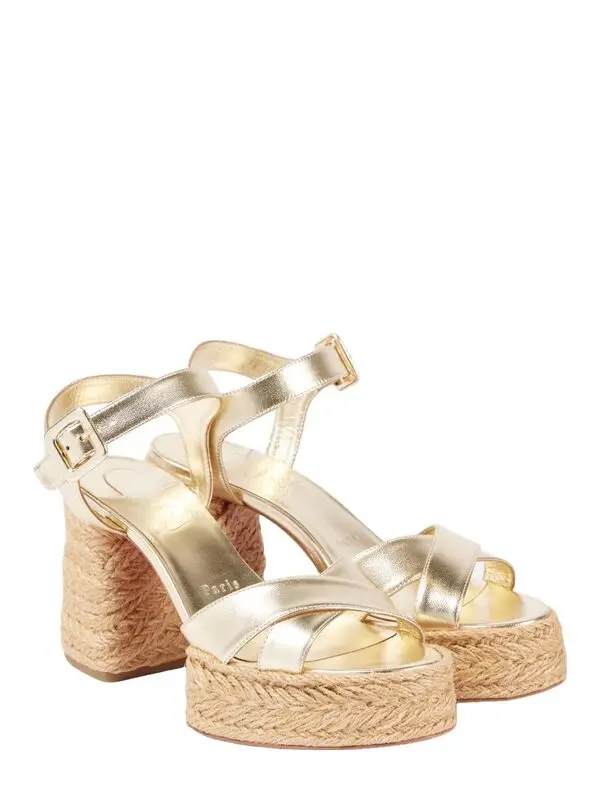 CHRISTIAN LOUBOUTIN Calakala 85 Metallic Leather Platform Sandals - Gold