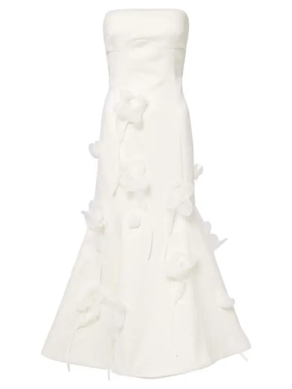 ROTATE BY BIRGER CHRISTENSEN Bridal Floral-appliqué Midi Dress - White