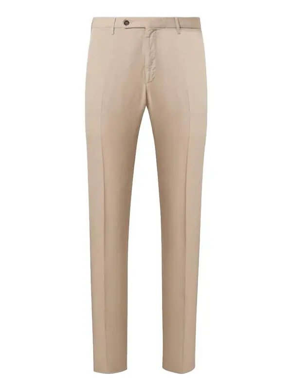 SLOWEAR Incotex Linen And Cotton Straight Leg Trousers - Beige