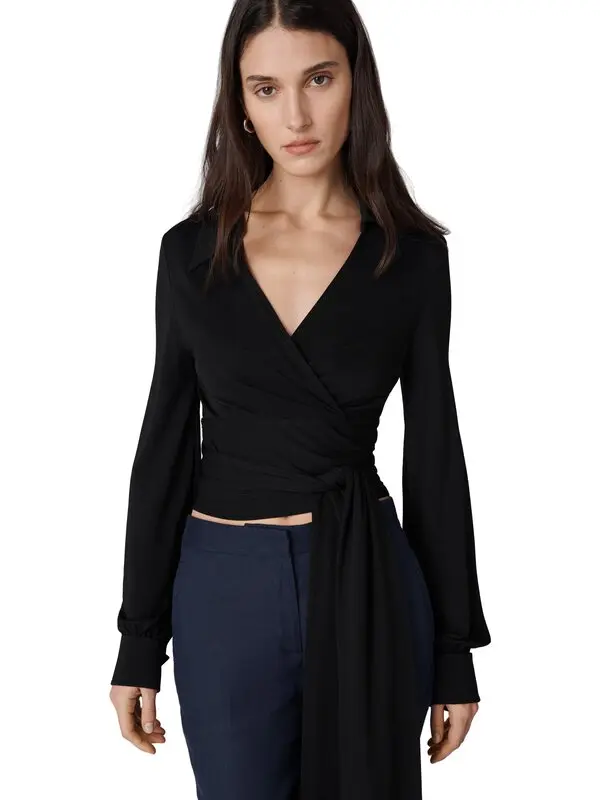 Diane Von Furstenberg Perfect Wrap Top - Black