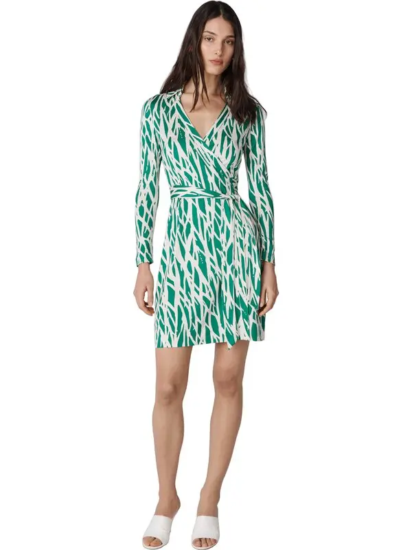 Diane Von Furstenberg Jeanne Silk Jersey Wrap Dress - Twigs Green