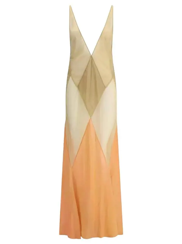 Attico V-neck Maxi Dress - Neutrals