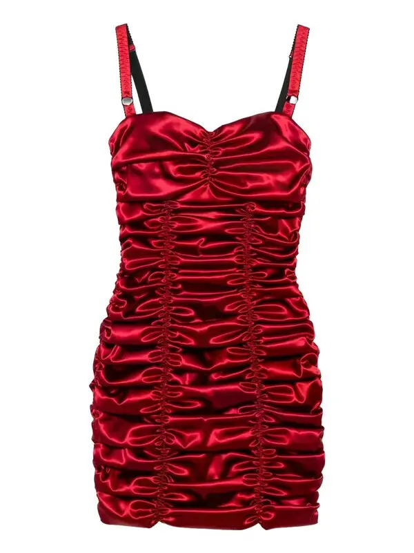 Dolce & Gabbana Draped Satin Mini Dress - Red