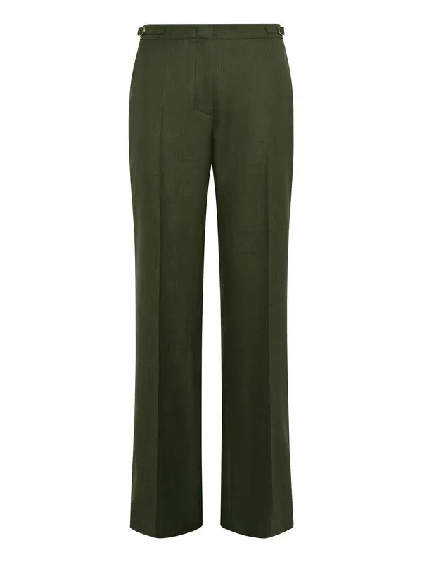Gabriela Hearst Vesta Flared Pant In Virgin Wool Silk With Linen - Olive