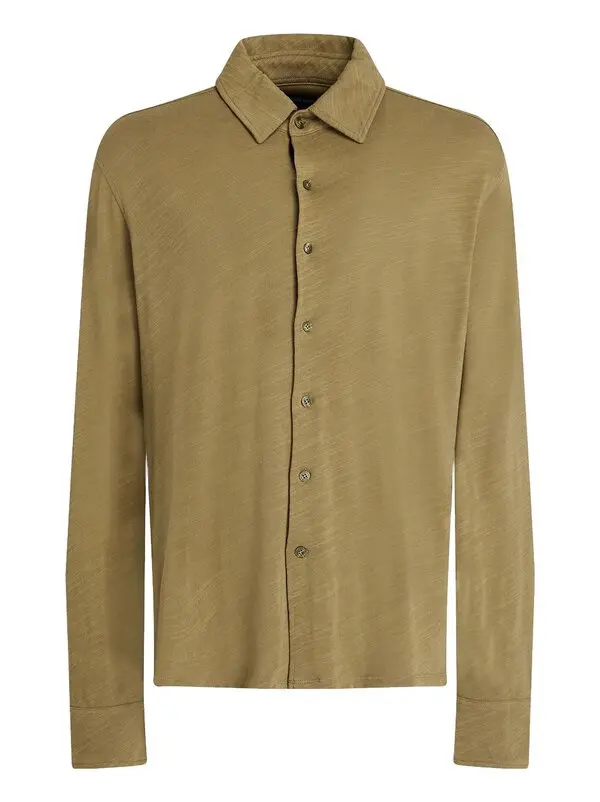 Frescobol Carioca Marcio Slub Cottonjersey Shirt - Army Green