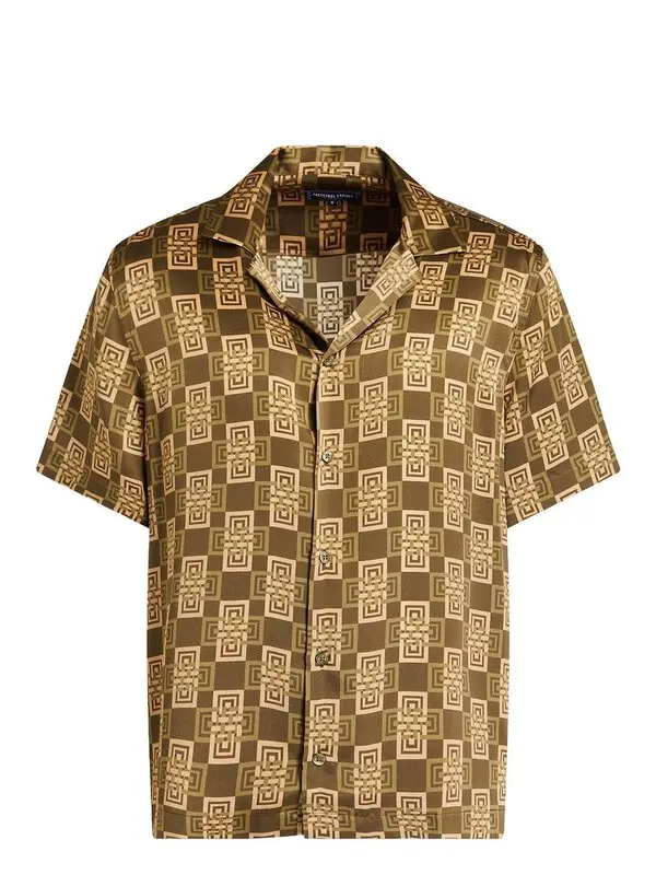 Frescobol Carioca Roberto Printed Silksatin Shirt - Army Green