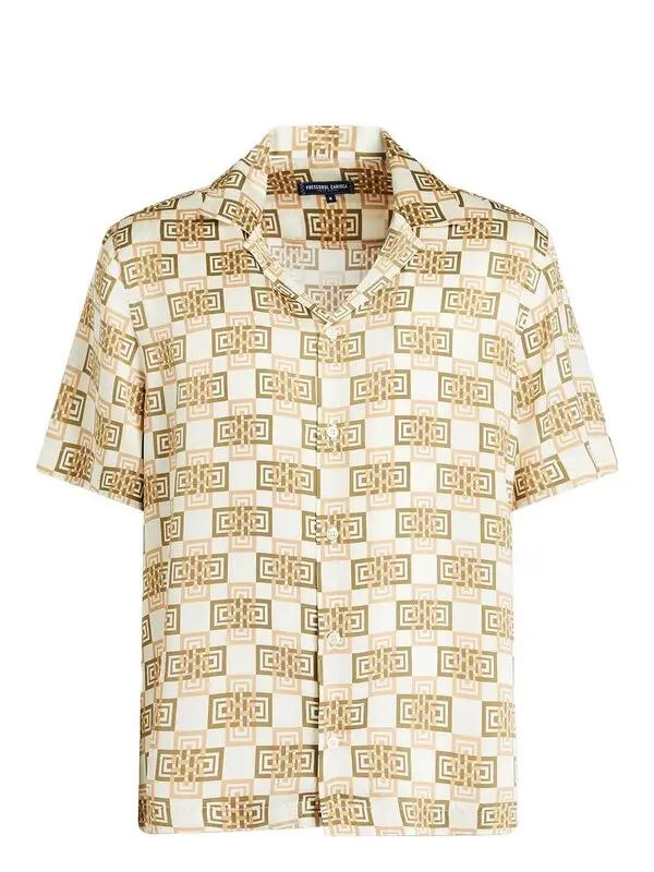 Frescobol Carioca Roberto Printed Silksatin Shirt - Pastel Yellow