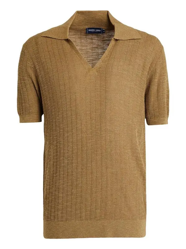 Frescobol Carioca Joaquin Ribbed Cottonblend Polo Shirt - Camel