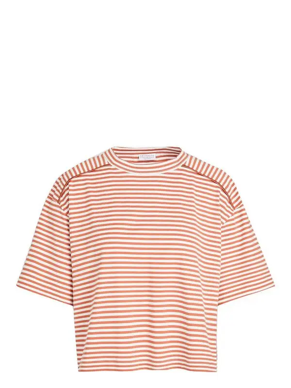 Brunello Cucinelli Striped Cotton-jersey T-shirt - Tan