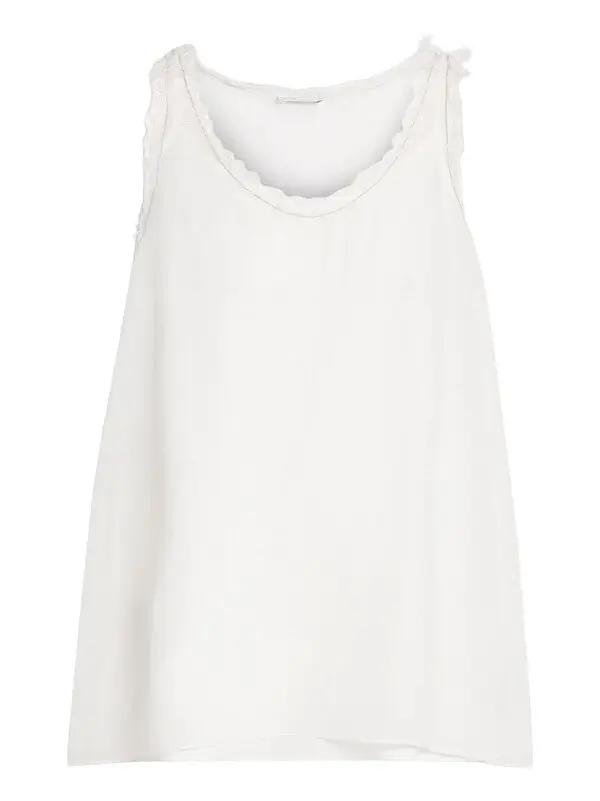 Brunello Cucinelli Frayed Silk-chiffon Top - Off-white