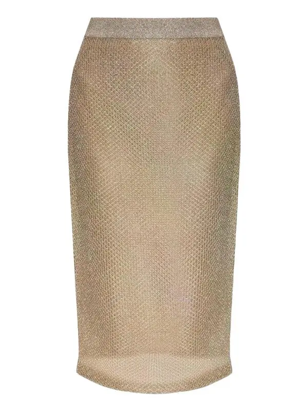 Tory Burch Metallic Midi Skirt - Neutrals