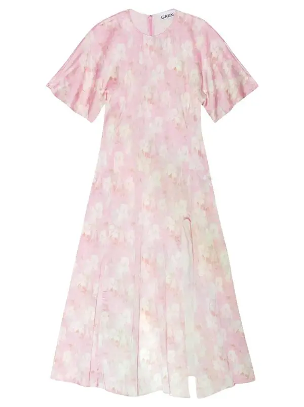 GANNI Printed Maxi Dress - Pink