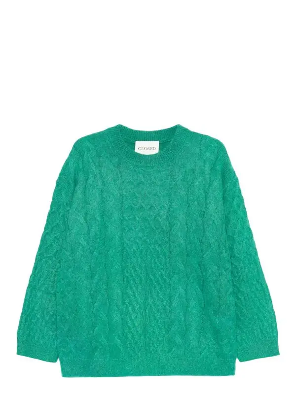 Closed Cable-knit Sweater - Green