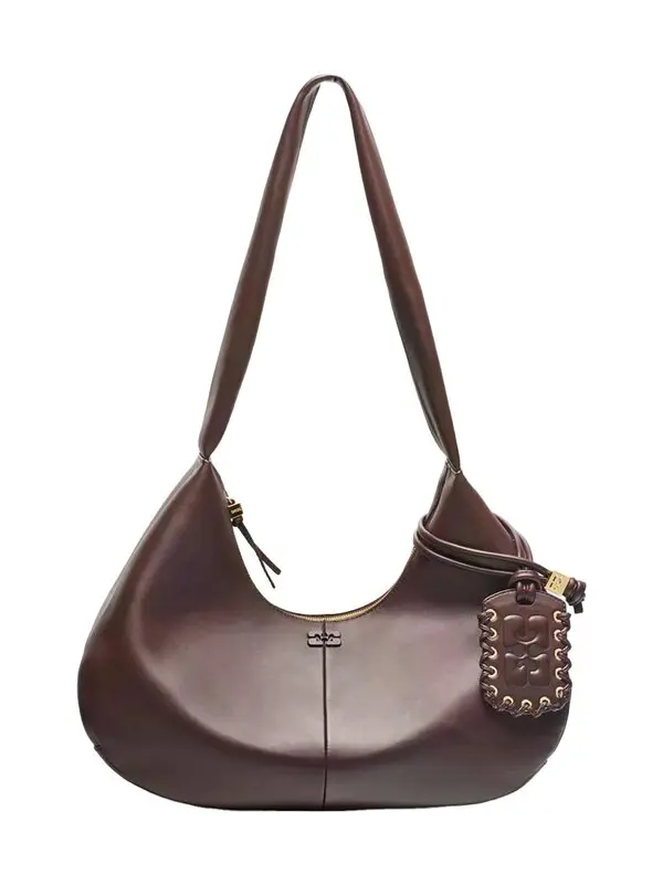 GANNI Medium Logo Shoulder Bag - Brown