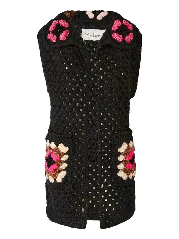 MATIMI Molly Crochet-knit Vest - Black