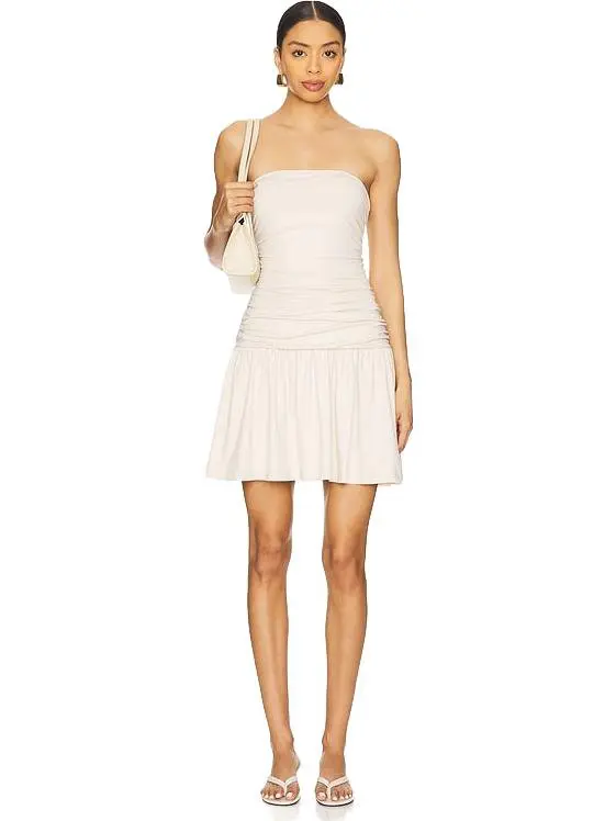 Susana Monaco Tube Gathered Flared Dress - Blanched Almond