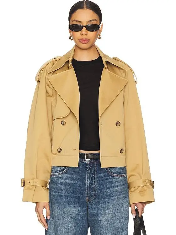 IVY OAK Jessica Cropped Trench Coat - Desert Sand